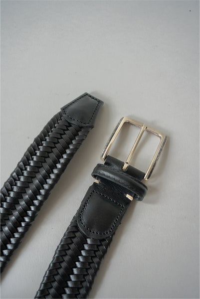 Jet Black Stretch Leather Belt | Brydon Brother's Belts